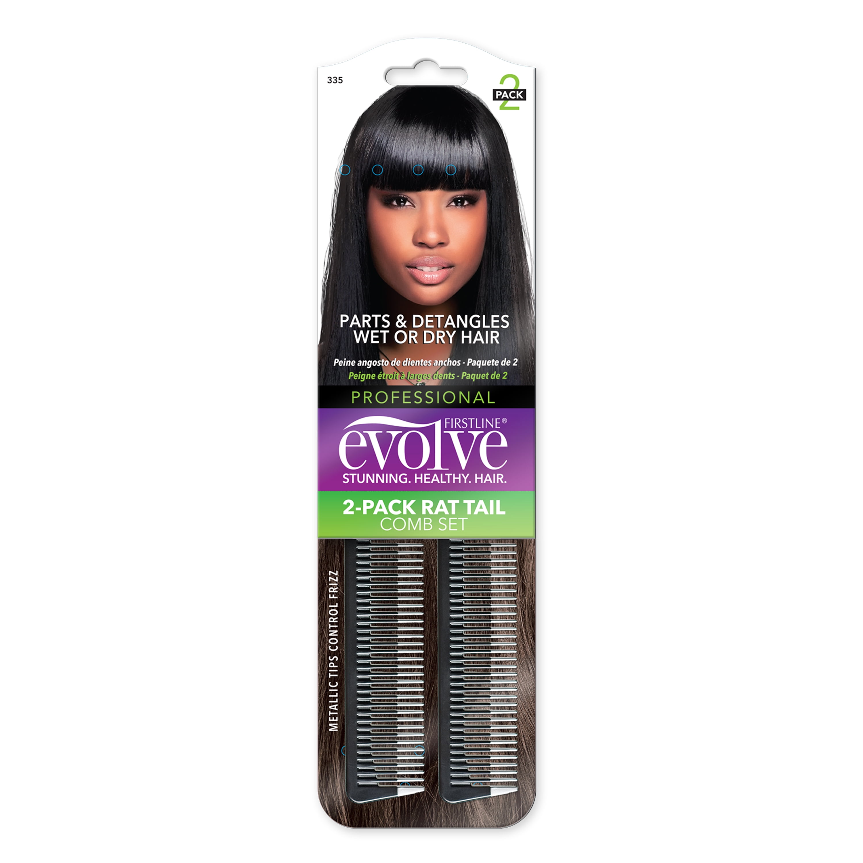Firstline Evolve Rat Tail Combs, Black, 2 Ct - Walmart.com