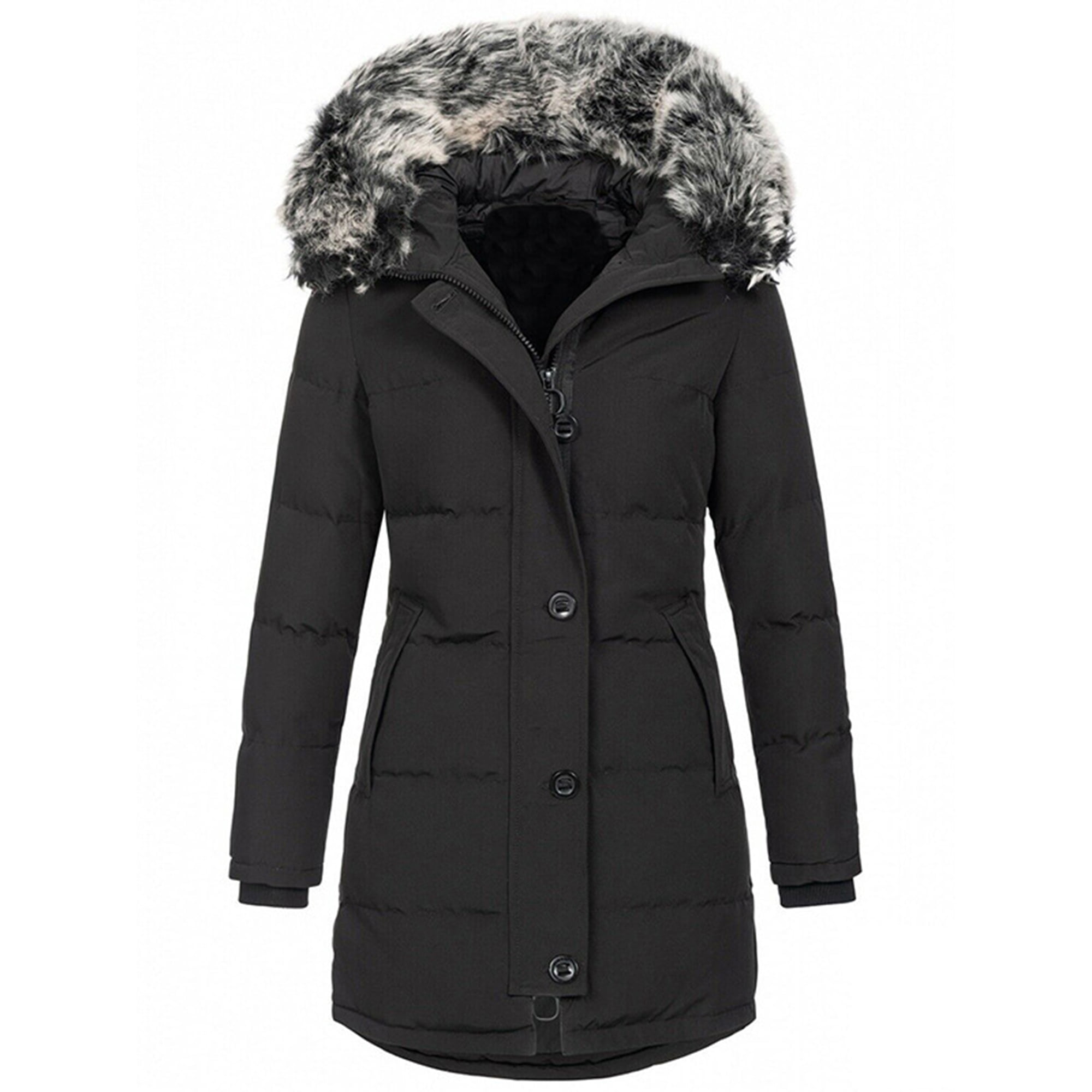 Click here for Mawclos Ladies Slim Fit Faux Fur Hood Hooded Coats... prices