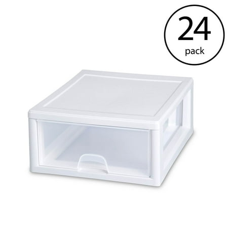 Sterilite 16 Qt Single Box Modular Stacking Storage Drawer Container ...