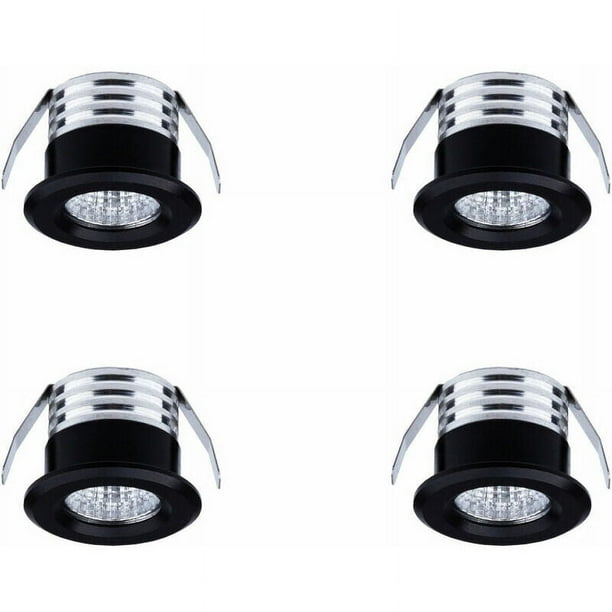Set of 4 miniature recessed LED spotlights (black), 3 W, cool white ...