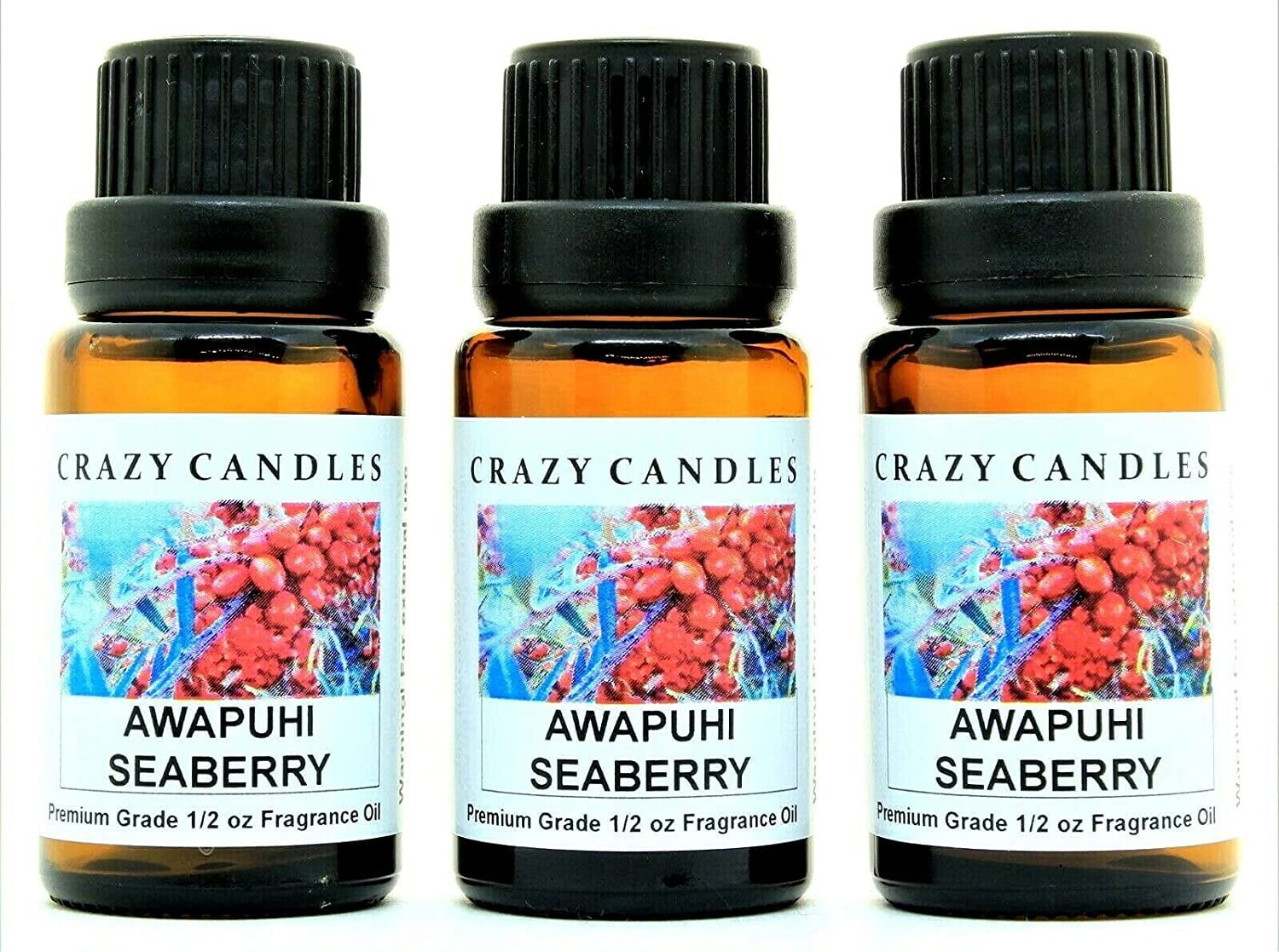 Crazy Candles Awapuhi Seaberry (Made in USA) 3 Bottles 1/2 Fl Oz Each ...