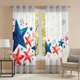 Independence Day Sheer Curtains 63 Inch Long 2 Panels, Five-Pointed ...