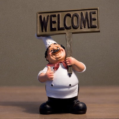 Chef Figurine, Restaurant Resin Cute Chef Figurine Miniature Statue ...