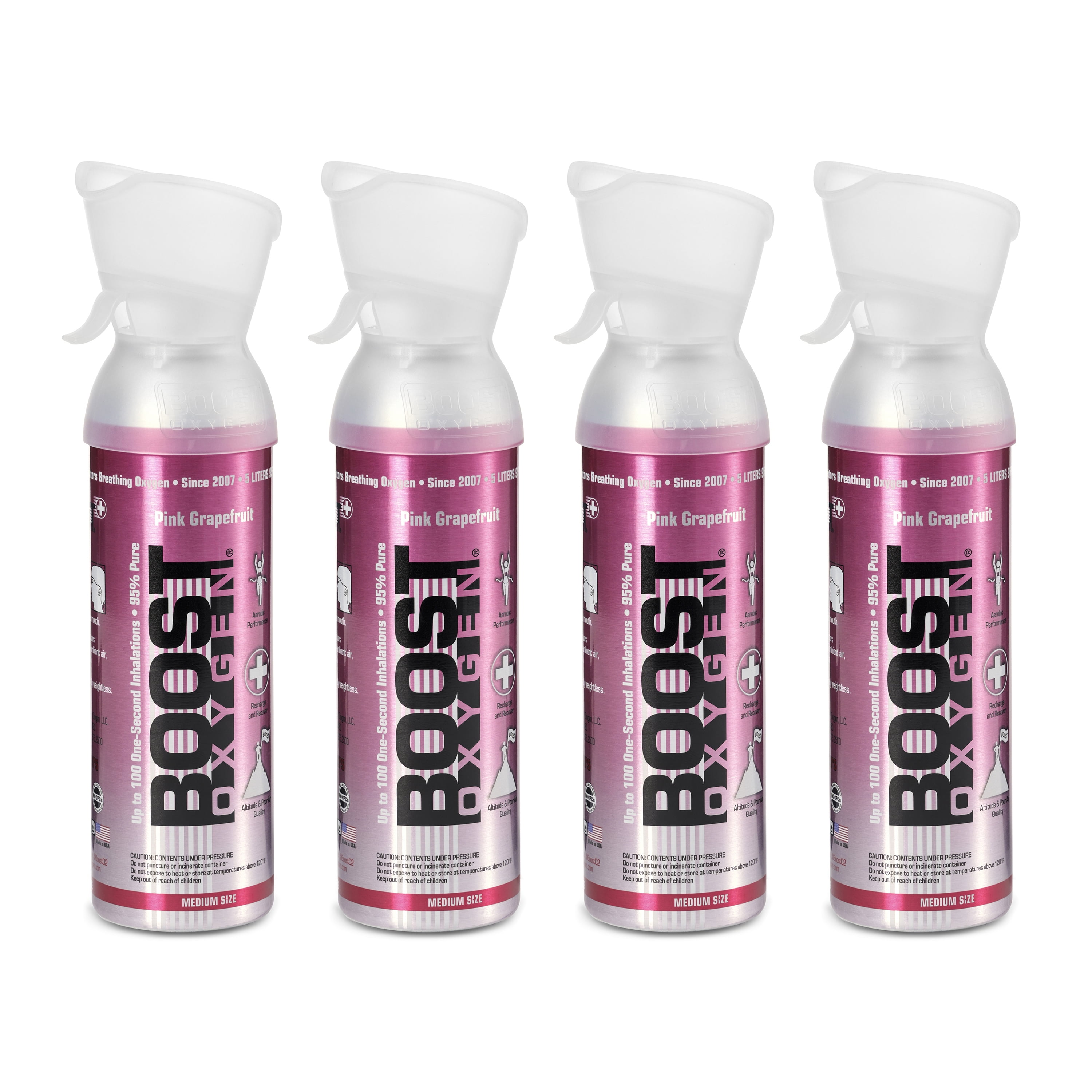 Boost Oxygen Natural 5 Liter Pure Oxygen Canister, Pink Grapefruit (4 ...