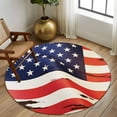 American Flag Round Area Rug 6 FT, Non Slip Bedroom Area Rug, Red Blue ...