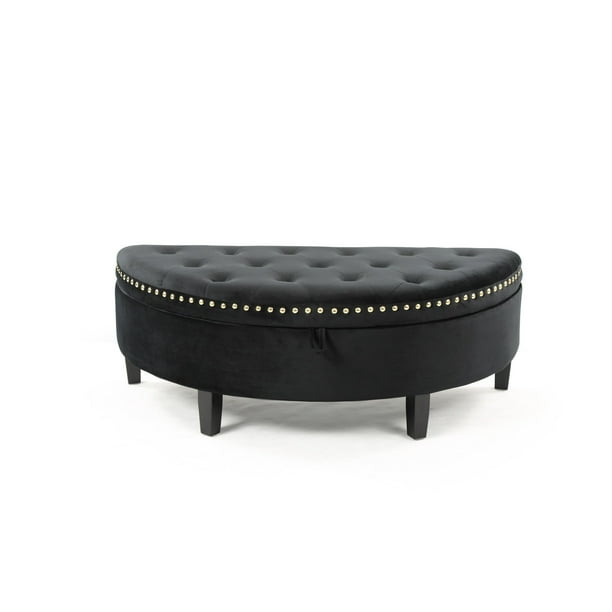 Chic Home Kelly Half Moon Velvet Upholstered Storage Ottoman - Walmart ...