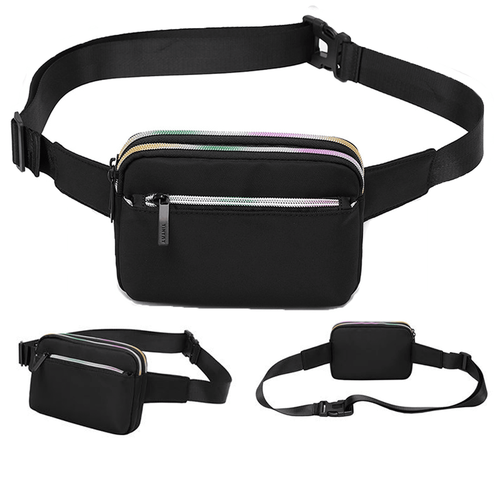 Fanny Packs for Women Men, Stylish Adjustable Belt with Multiple Zipper ...