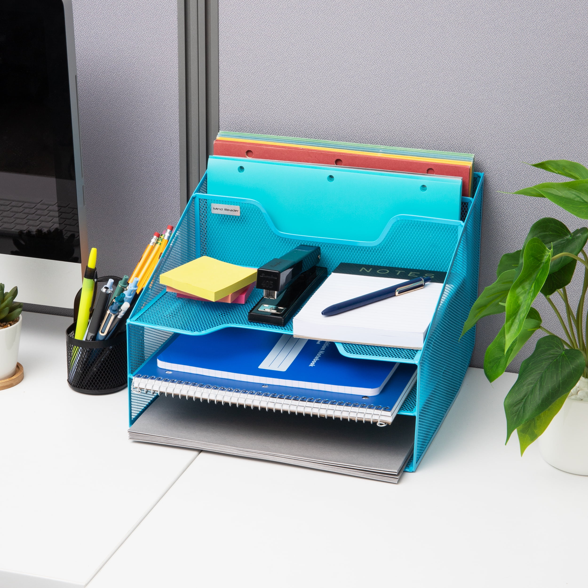 Mind Reader Desktop Organizer File Holder Paper Trays Metal 12.5 L x 11.5 W x 9.5 H Black Walmart