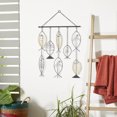 DecMode Black Metal Indoor Outdoor Wire Fish Wall Decor with Rattan ...