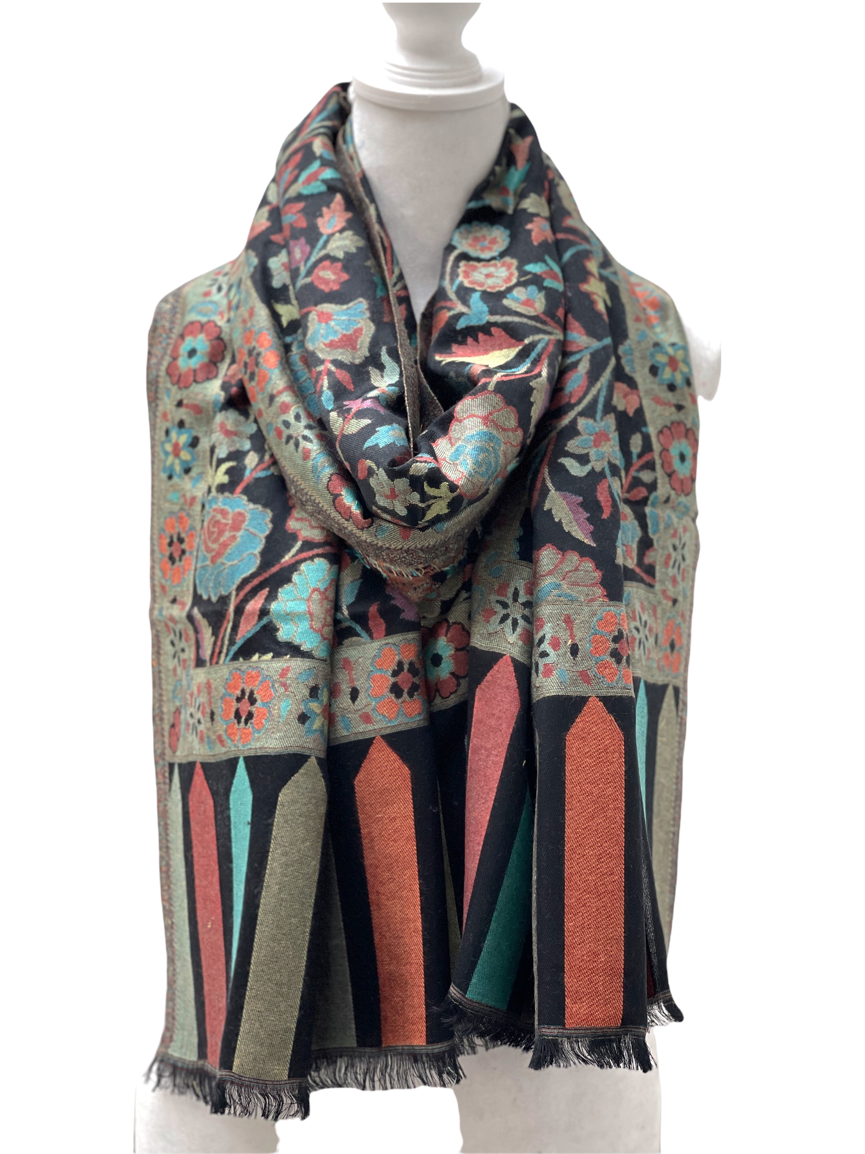 Cobalt Blue and Yellow Modal Scarf with Kani Weaving For Women ...