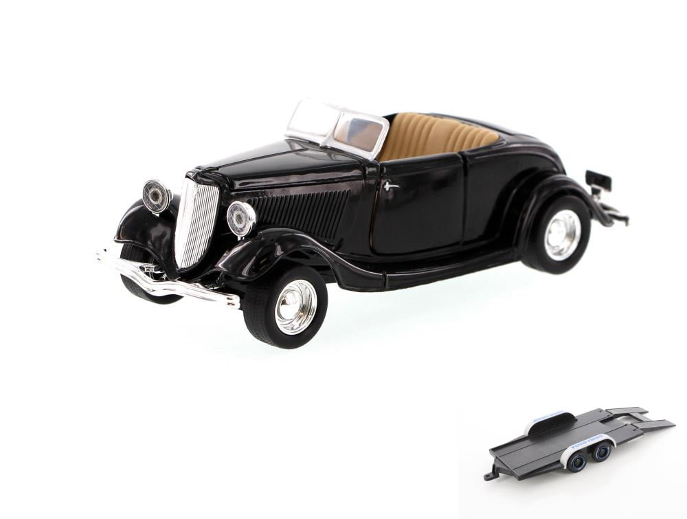 Diecast Car w/Trailer - 1934 Ford Coupe Convertible, Black - Motormax ...