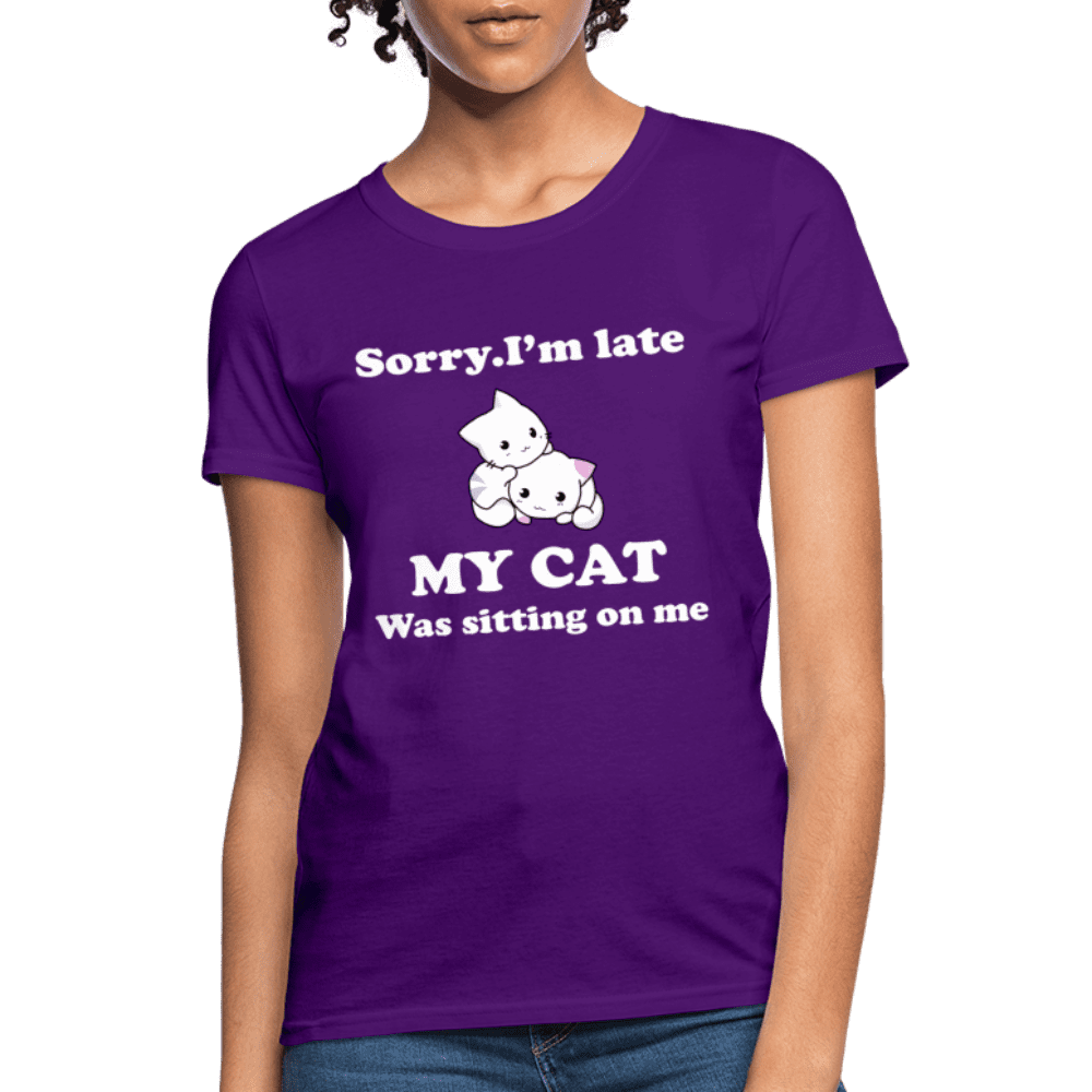 KEMOLENE S WOMEN Sorry I m Late My Cat Was Sitting On Me Women s T kemolene-s-women-sorry-i-m-late-my-cat-was-sitting-on-me-women-s-t