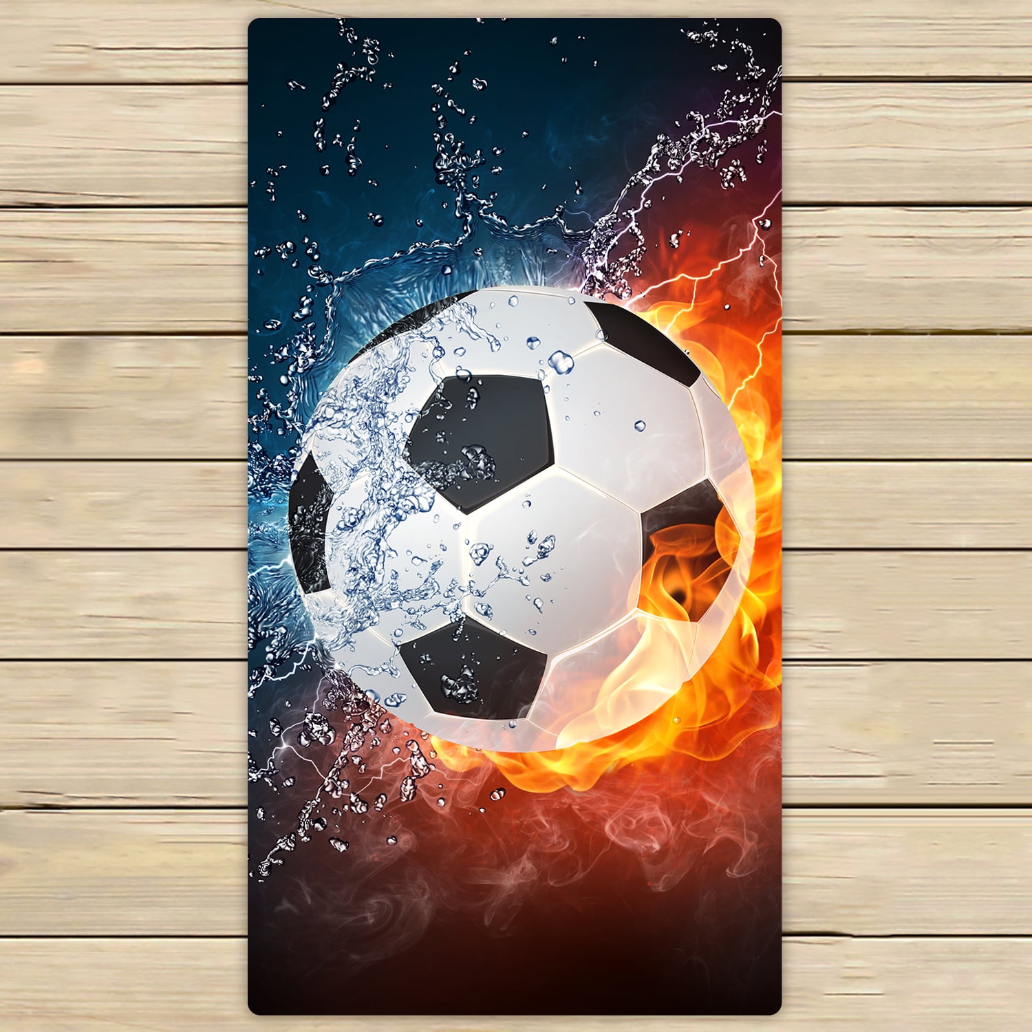 YKCG Fire and Water Soccer Ball Sports Hand Towel Beach Towels Bath ...