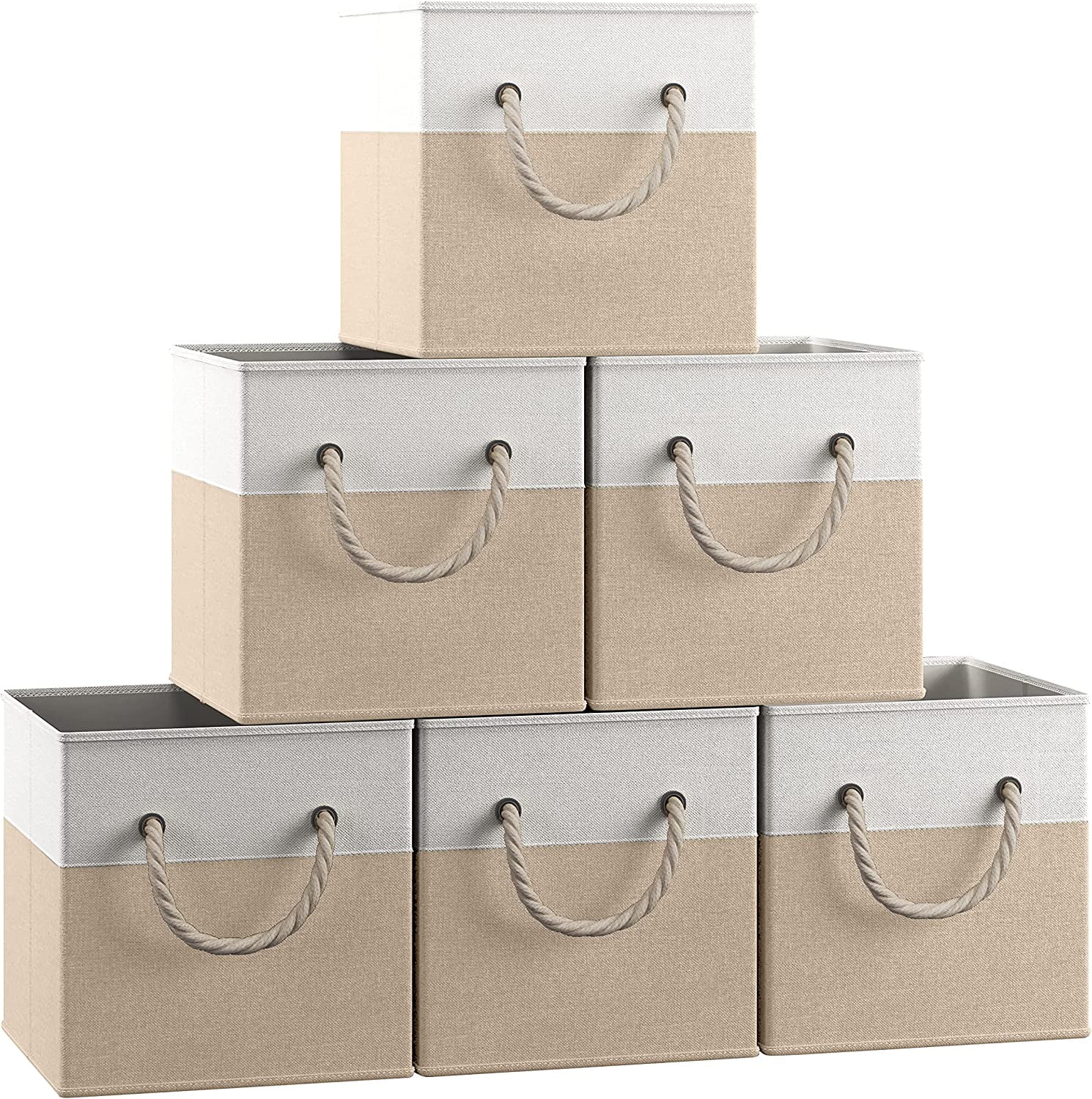 Ornavo Home Storage Box Foldable Linen Shelf Basket Organizer with Rope ...