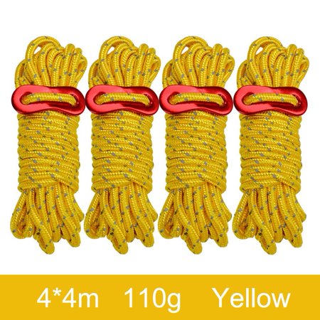 4Pcs 4m Guy Rope Reflective Cord Lines With Runners Tent Camping Guide ...