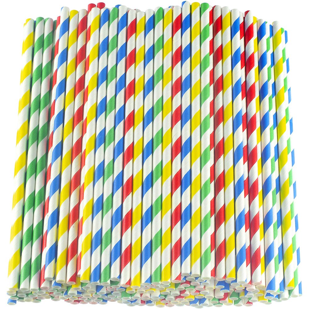 Vibrant Eco Friendly Paper Straws Biodegradable 200 Pack Colorful