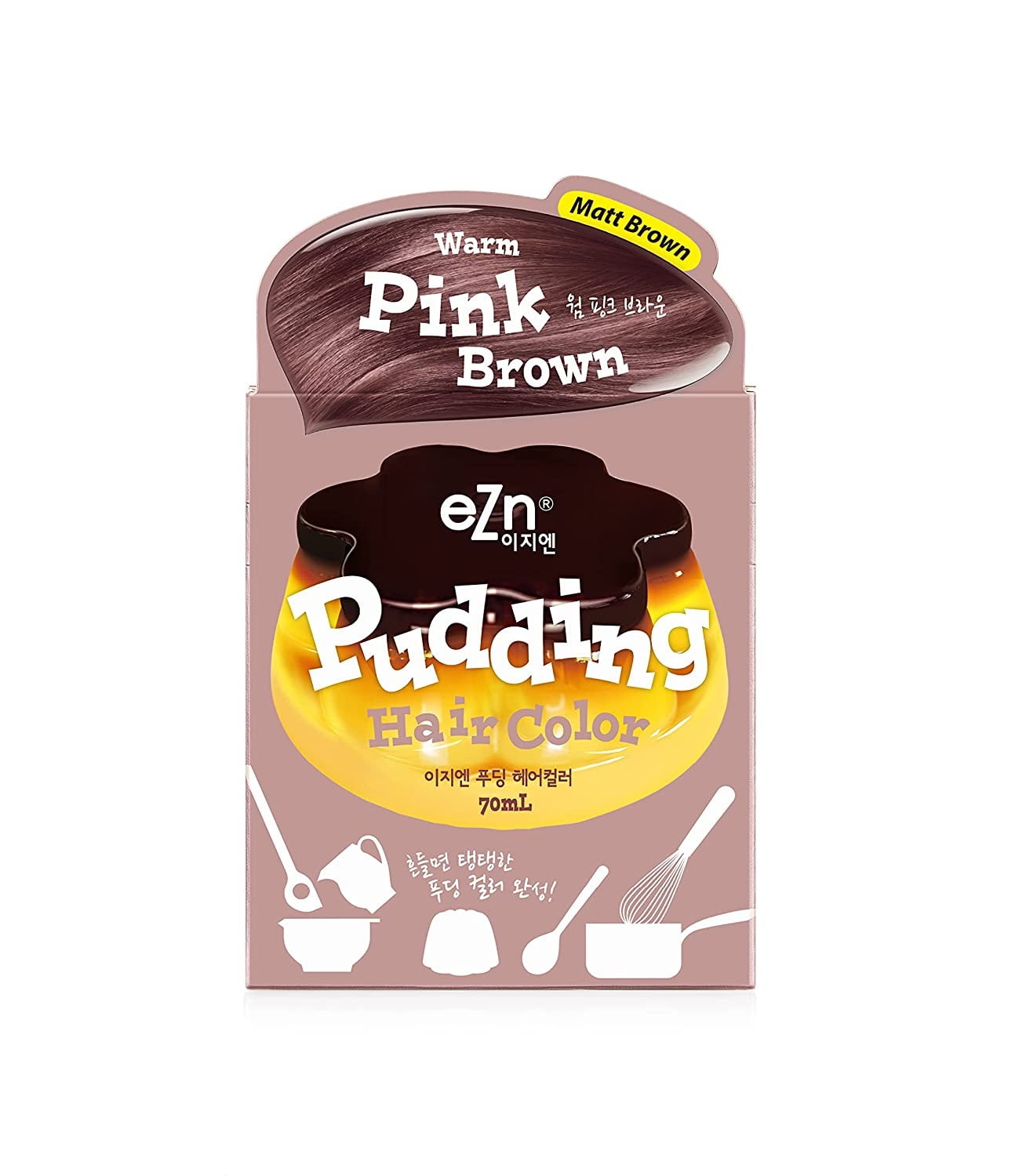 eZn Pudding Hair Dye Ammonia-Free Permanent Hair Color Warm Pink Brown ...