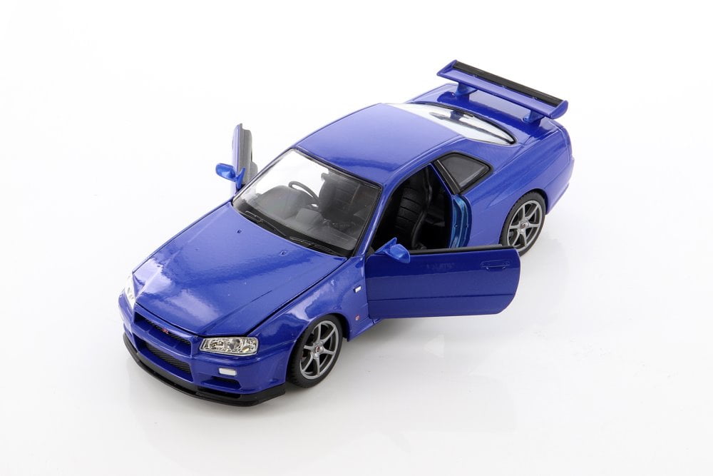 Nissan Skyline GT-R (R34), Blue - Welly 24108WBU - 1/24 scale Diecast ...