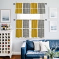 Black Stripes Kitchen Curtains Set for Windows, Yellow Japanese Style ...