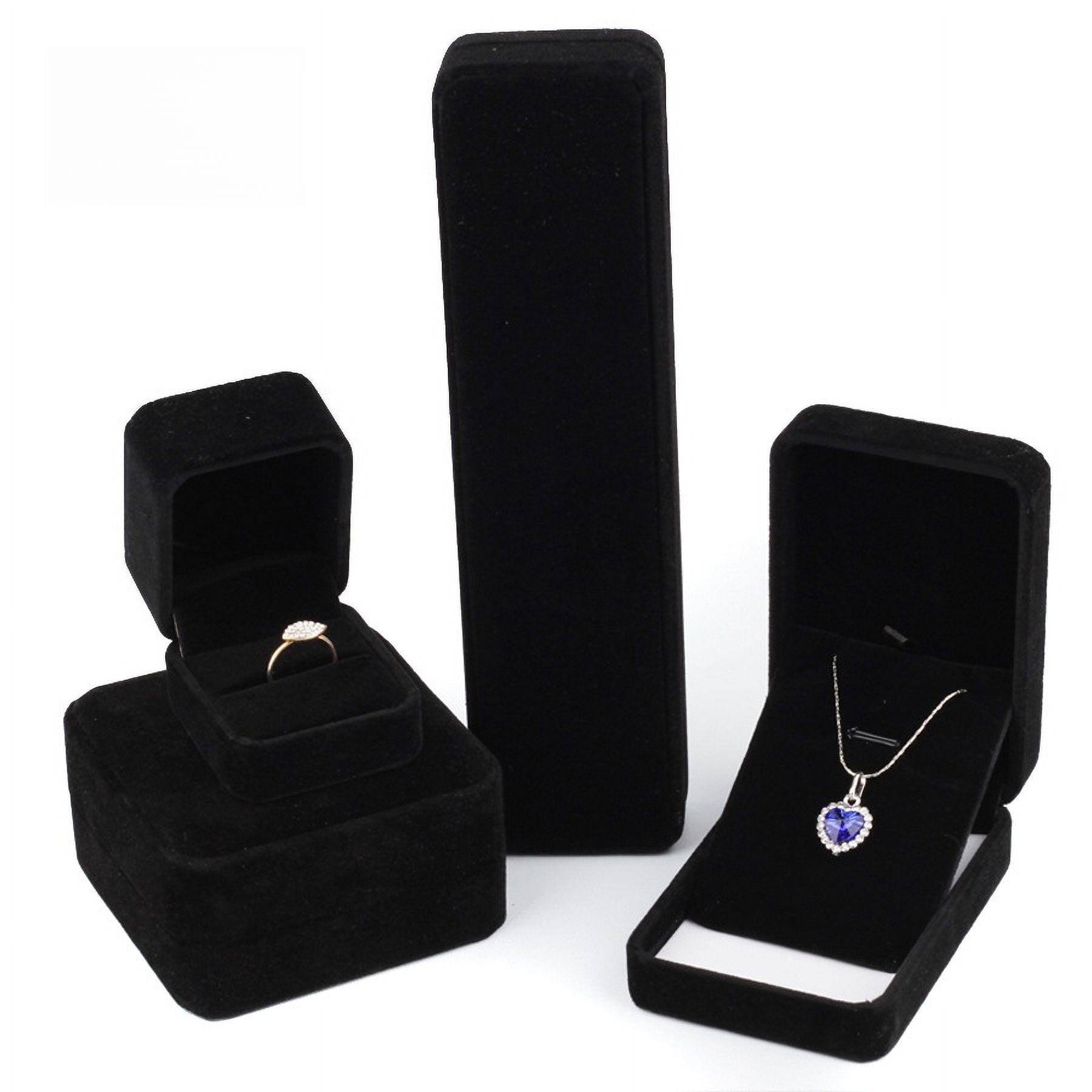 Caja Para Pulsera De Gamuza Negra Caja Para Collar Caja Para Colgante Caja Para Anillo Caja