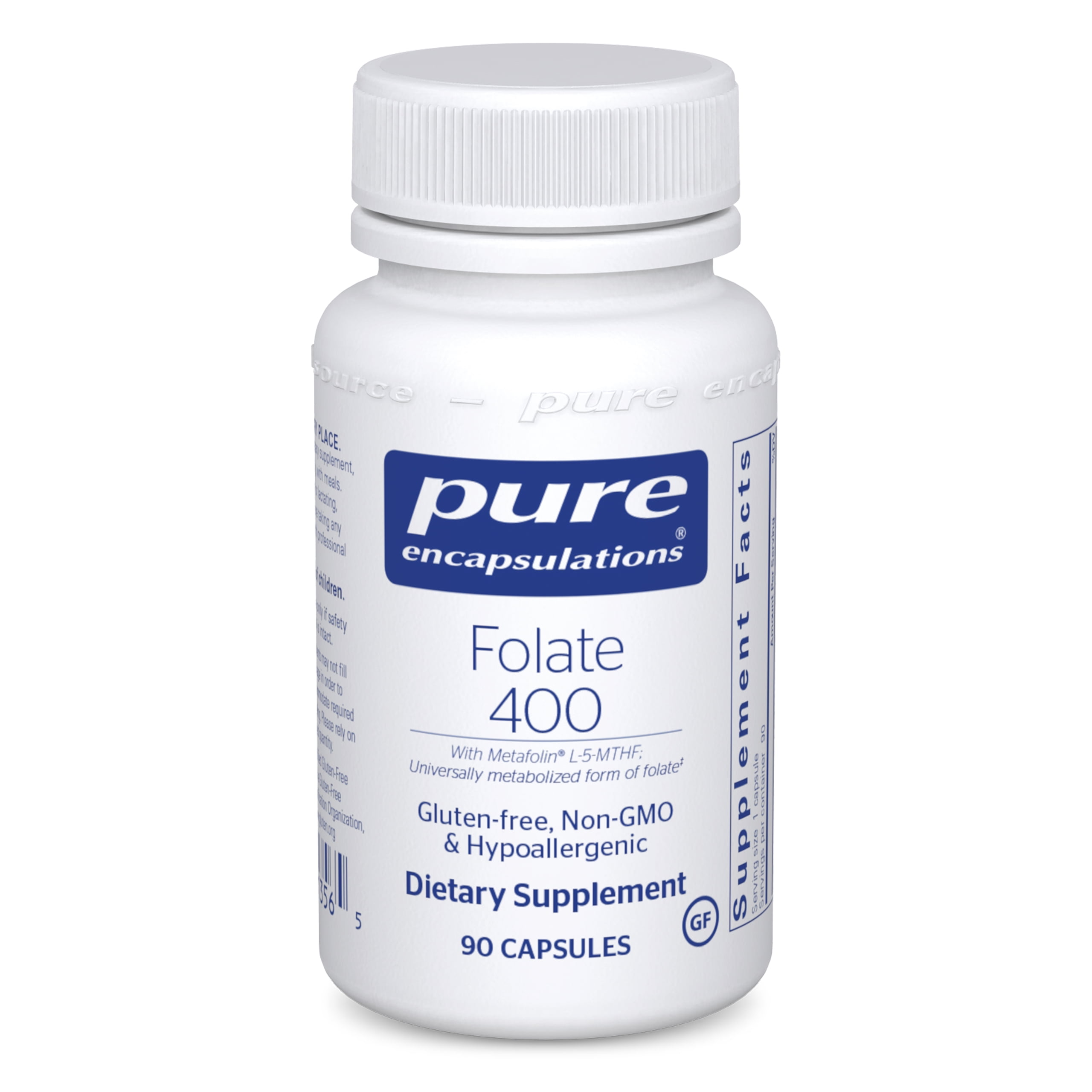 Pure Encapsulations Folate 400 | Metafolin L-5-MTHF Supplement to ...