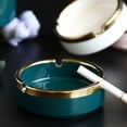 Ceramic Cigar Ashtray for Men - Retro Round Desktop Ash Tray with Gold ...