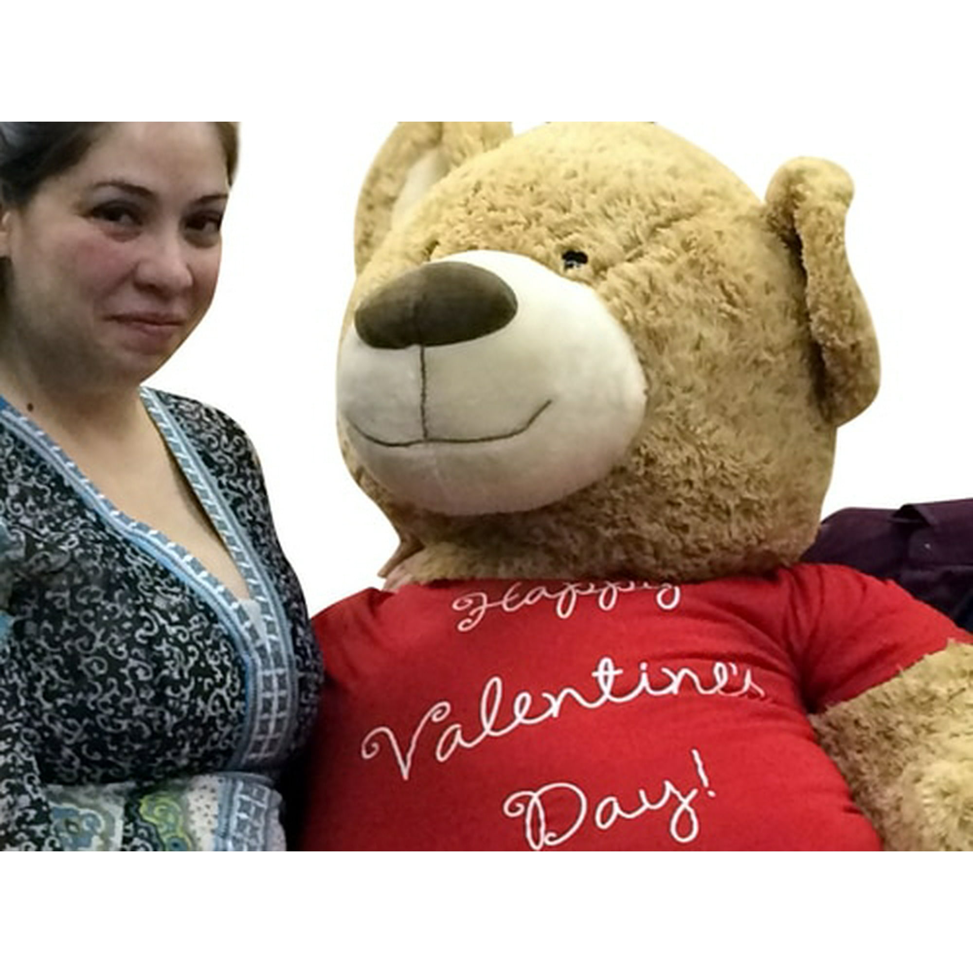 Giant 5 Foot Valentine Teddy Bear Soft Life Size Plush Wears Removable T Shirt HAPPY VALENTINES DAY