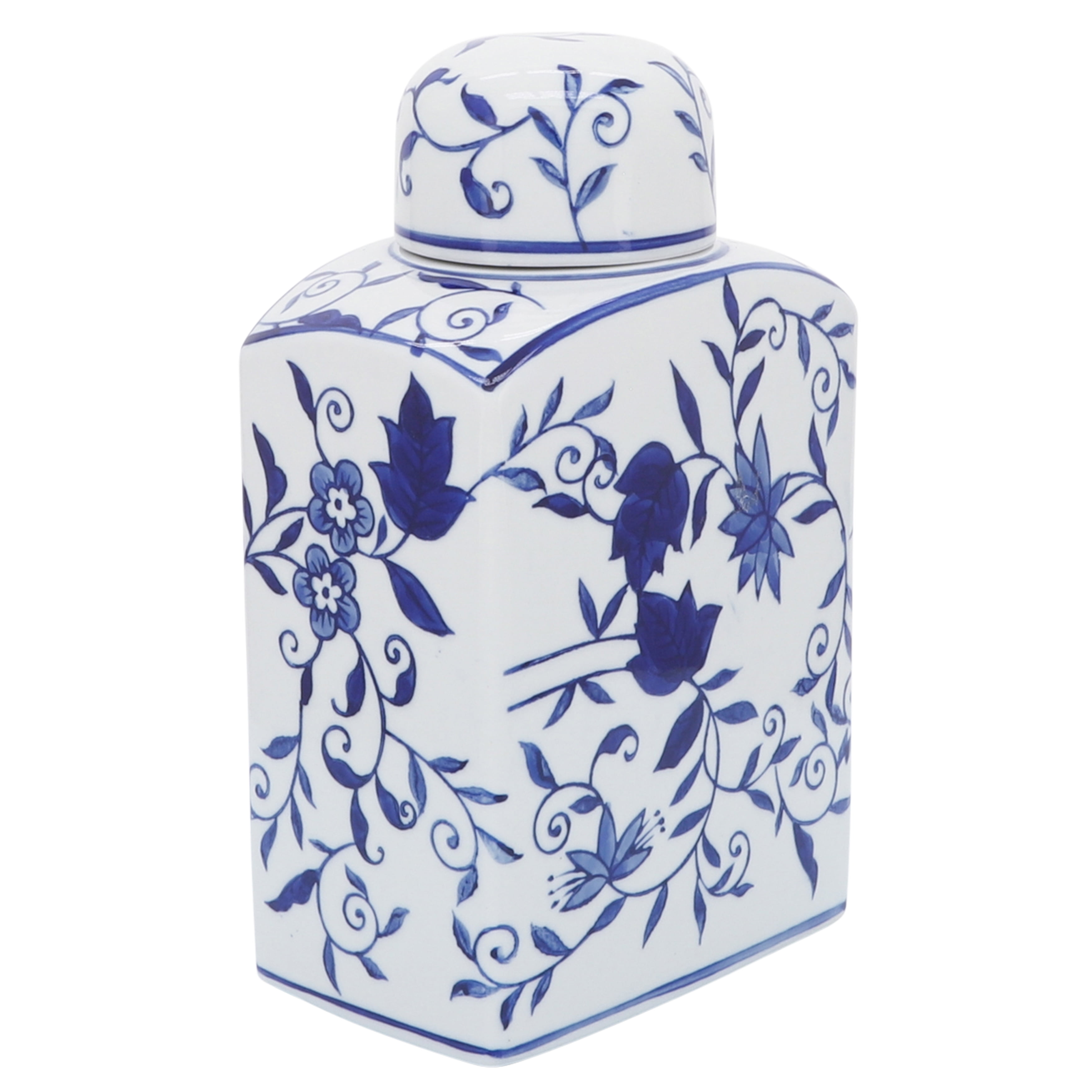 Sagebrook Home Ceramic 9" Rectangular Jar with Lid, Blue - Walmart.com