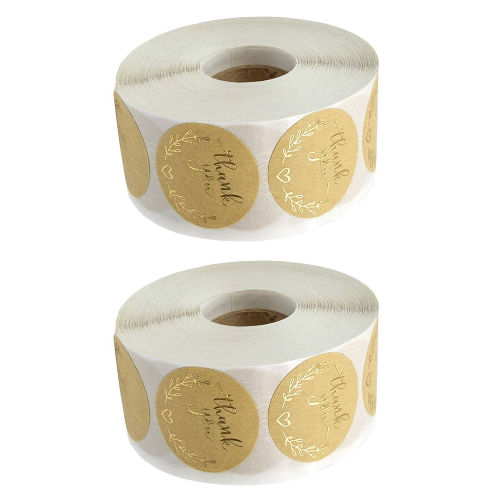 Hemoton 2 Rolls of Thank You Label Stickers Kraft Paper Stickers Gift ...