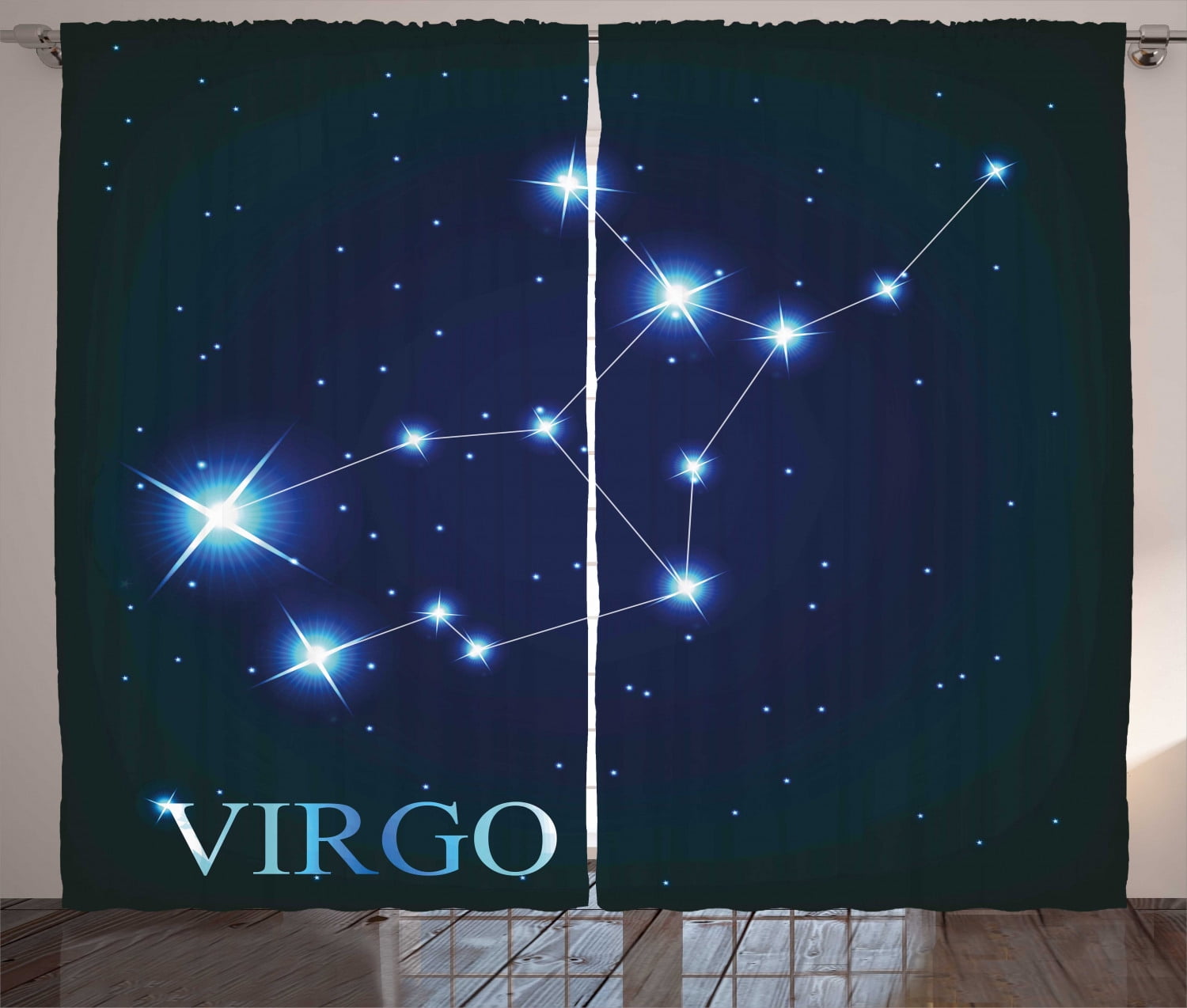 Virgo Curtains 2 Panels Set, Virgo Constellation Alignment of Stars ...