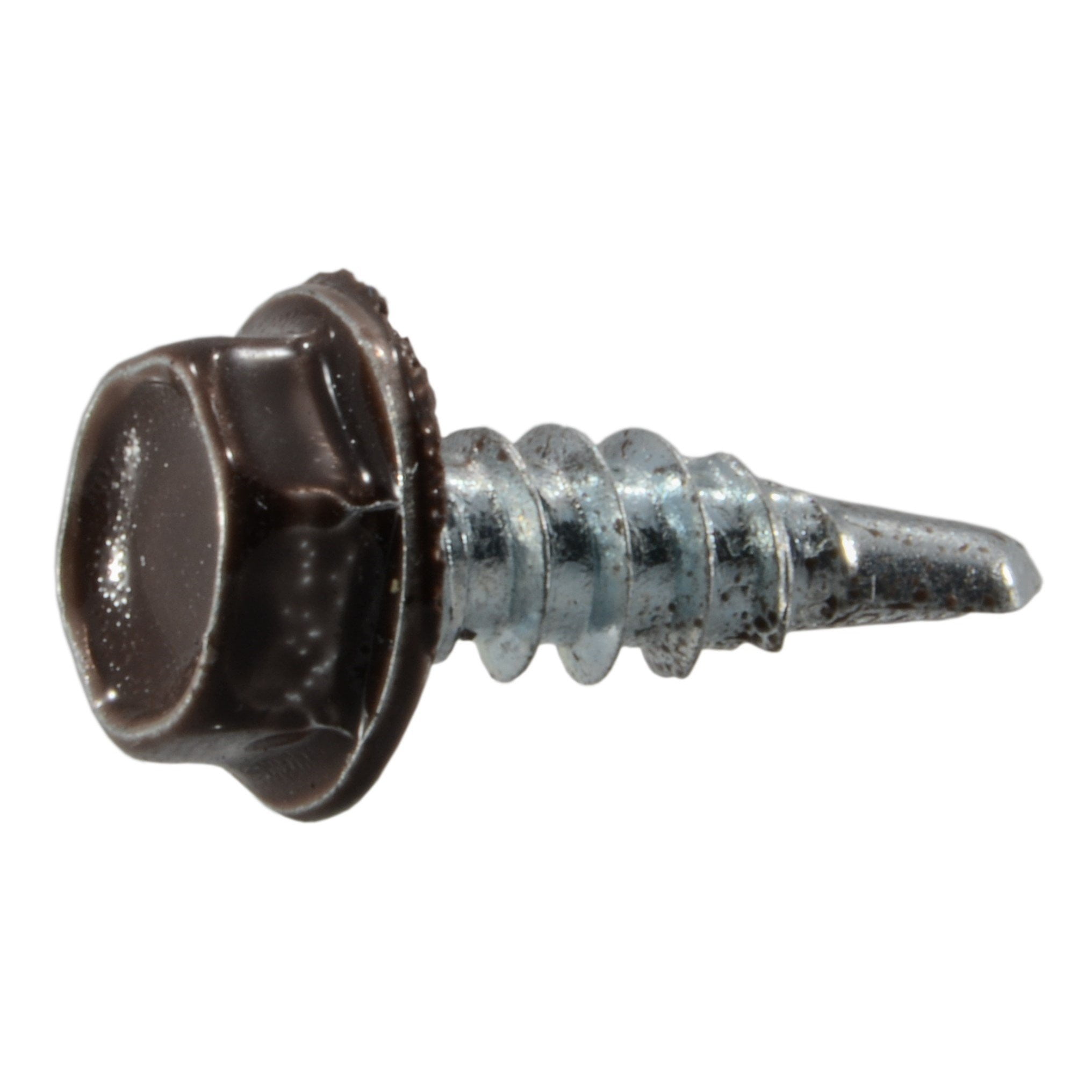 #8 x 1/2" Brown Painted Zinc Plated Steel Hex Washer Head Gutter Screws ...
