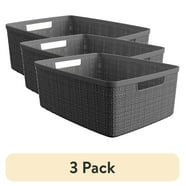 Curver Jute Basket Medium, Resin Plastic Storage Bin, Cool Grey, 4 Pack ...