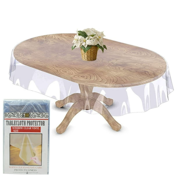 Heavy Duty Vinyl Clear Oval Tablecloth Cover Waterproof Protector Table ...