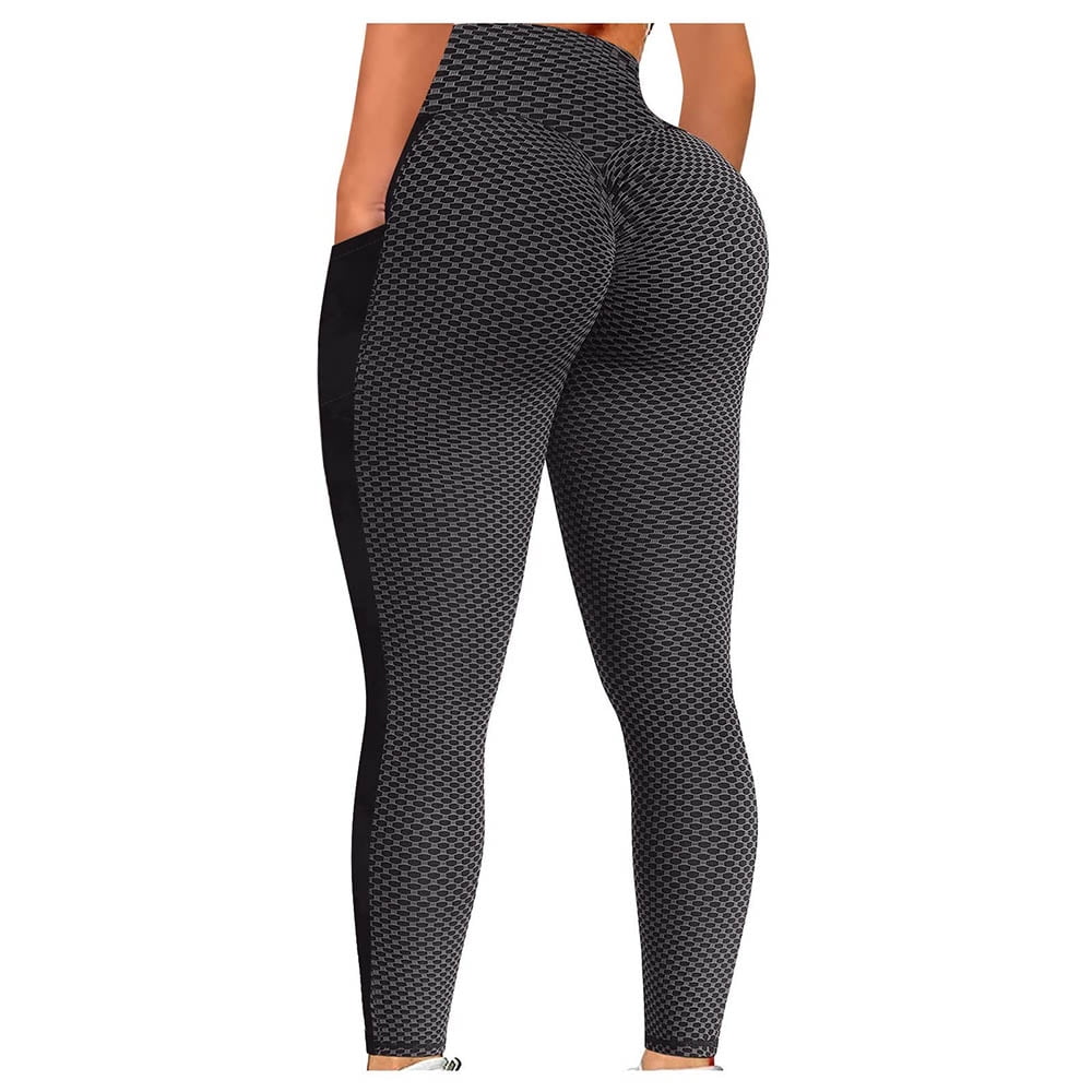 QLEICOM Womens Yoga Pants Capri Leggings High Waist Tummy Control ...