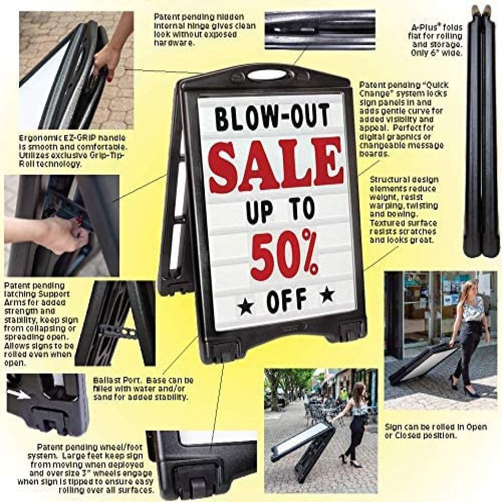 Buy A-Plus Deluxe Message Board Sign 27 x 48 | Large Rolling Double ...