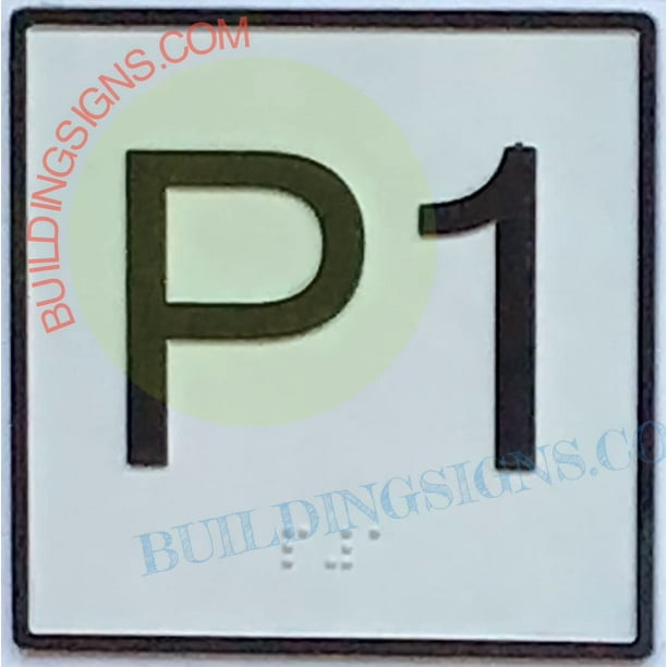 Elevator Floor Number P1 Sign- Elevator JAMB Plate Floor P1 Sign (White ...