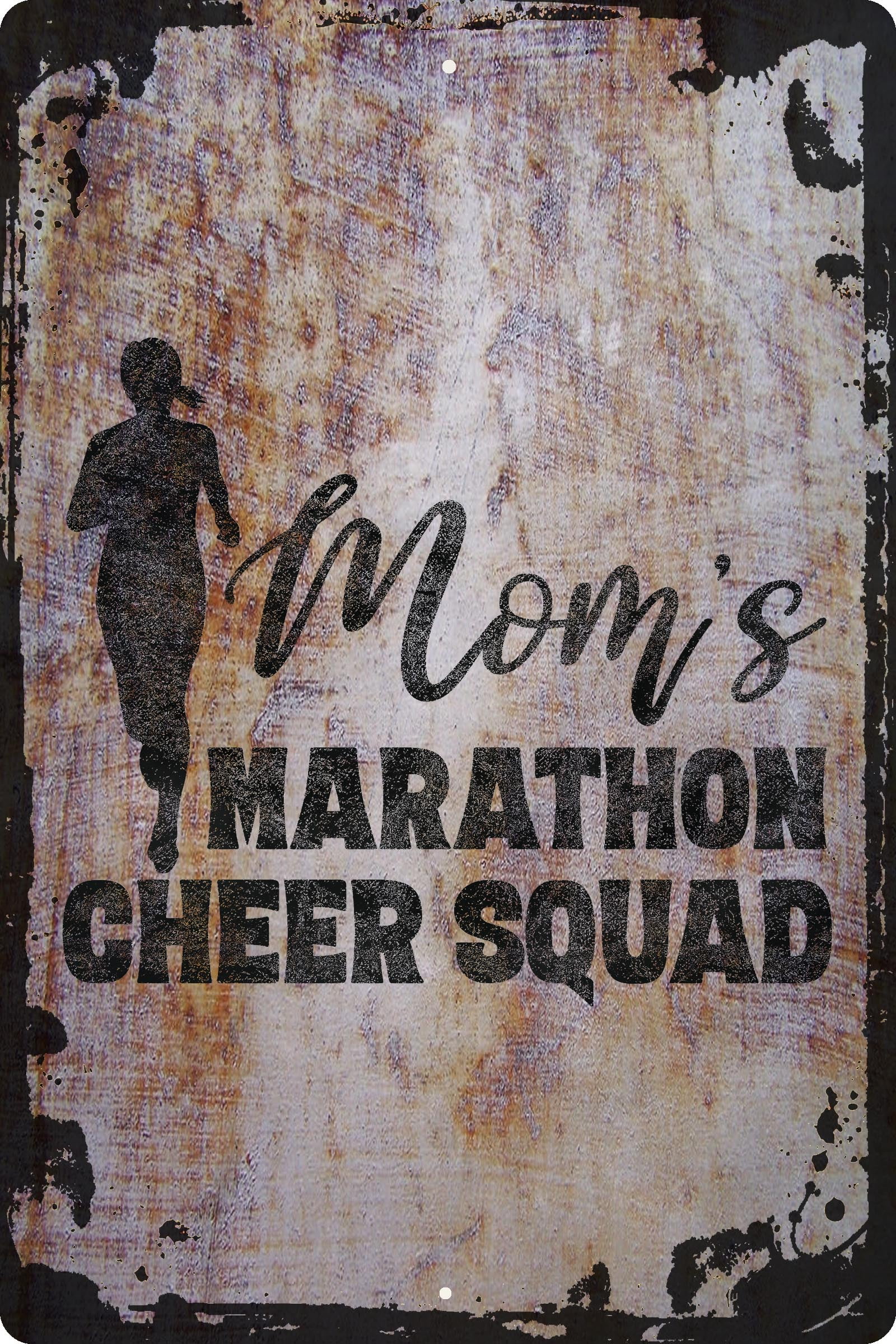 Moms marathon cheer squadsilhouette running family love Beige Wall Art ...