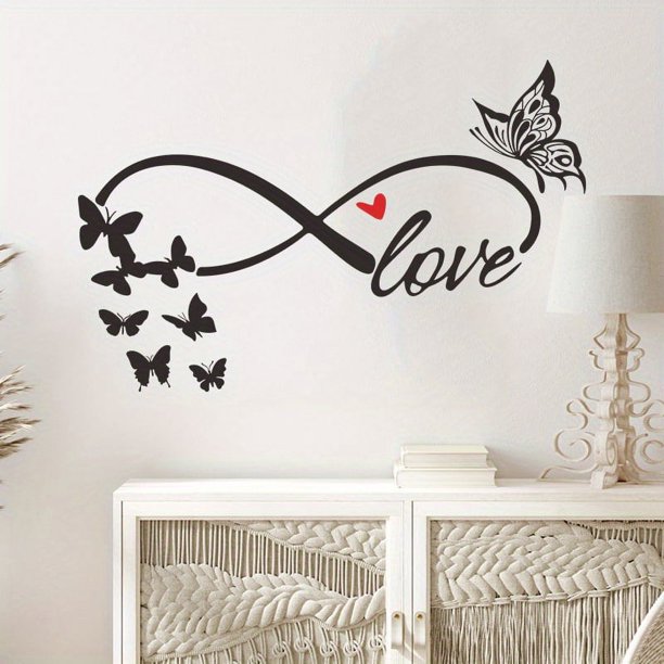 1pc, LOVE Mobius Strip Wall Decal, Romantic Words Butterfly Wall ...