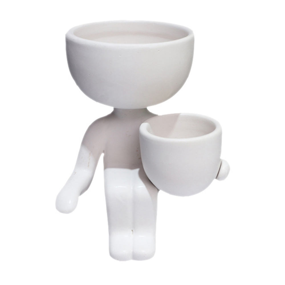 Sitting Human Shaped Planter,Cactus Pots Ceramic Plant Pot,Flower Pot ...