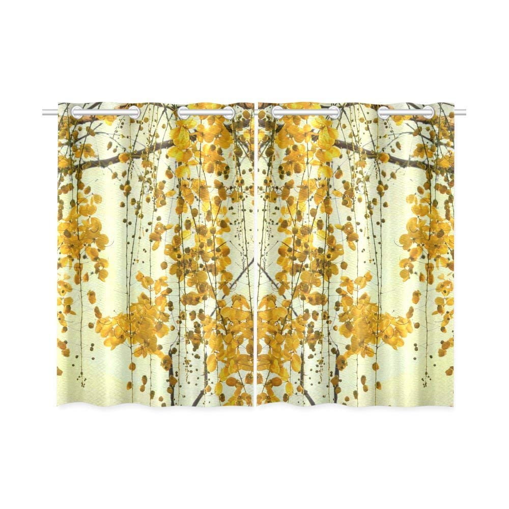 CADecor Golden Tree Window Kitchen Curtain, Fall Leaves Window ...