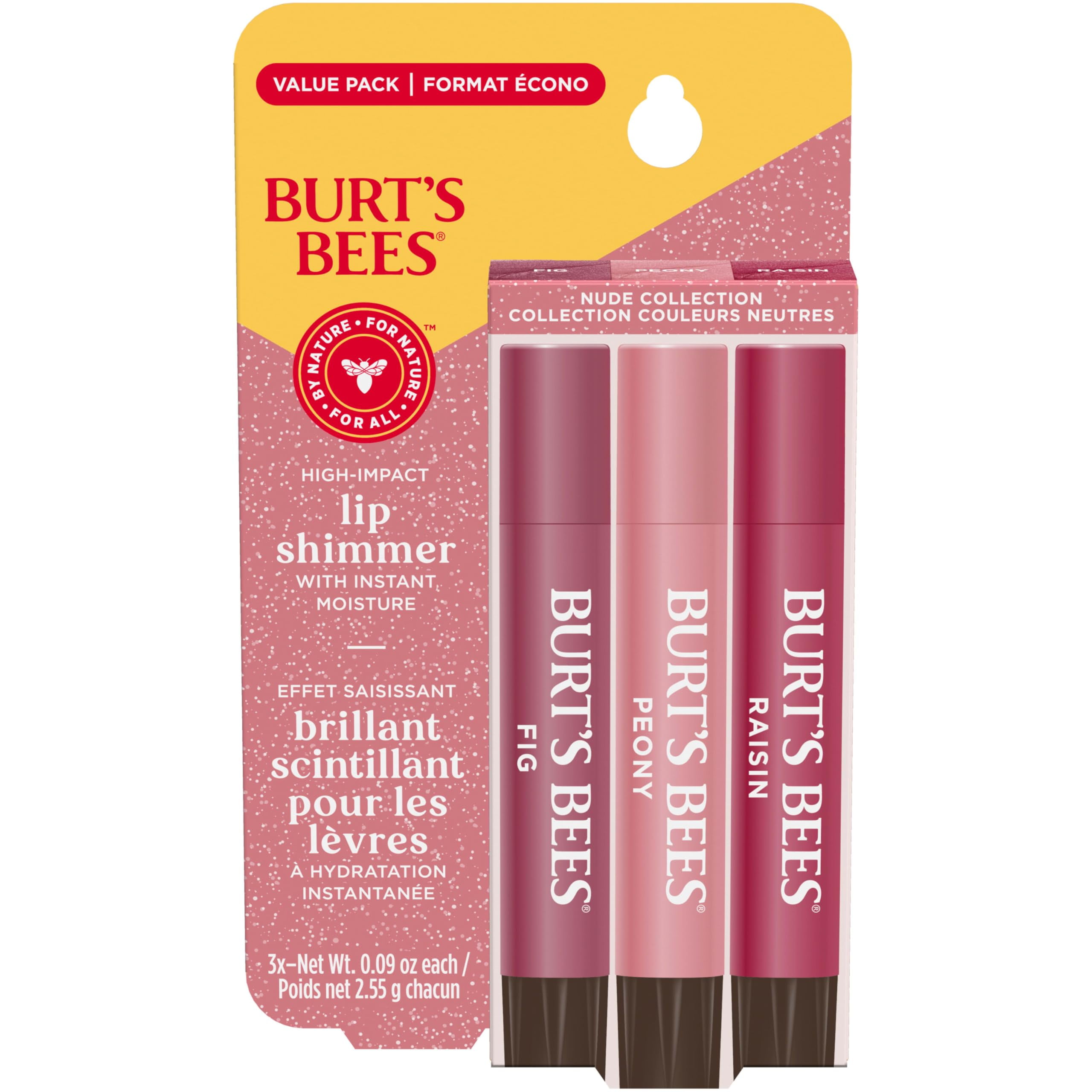 Lip Shimmer Burt's Bees Nude Collection, 3 tubos de 2,6 ml | Bodega Aurrera en línea