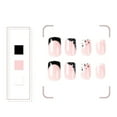 Press on Nails Short Coffin Square Ballerina Fake Nails Glossy White ...