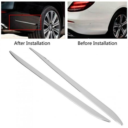 Car Corner Protector, ABS Plastic Rear Bumper Side Strip Bright Silver ...