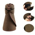 Sunjoy Tech Sun Visor Hats for Women Wide Brim Straw Roll Up Ponytail ...