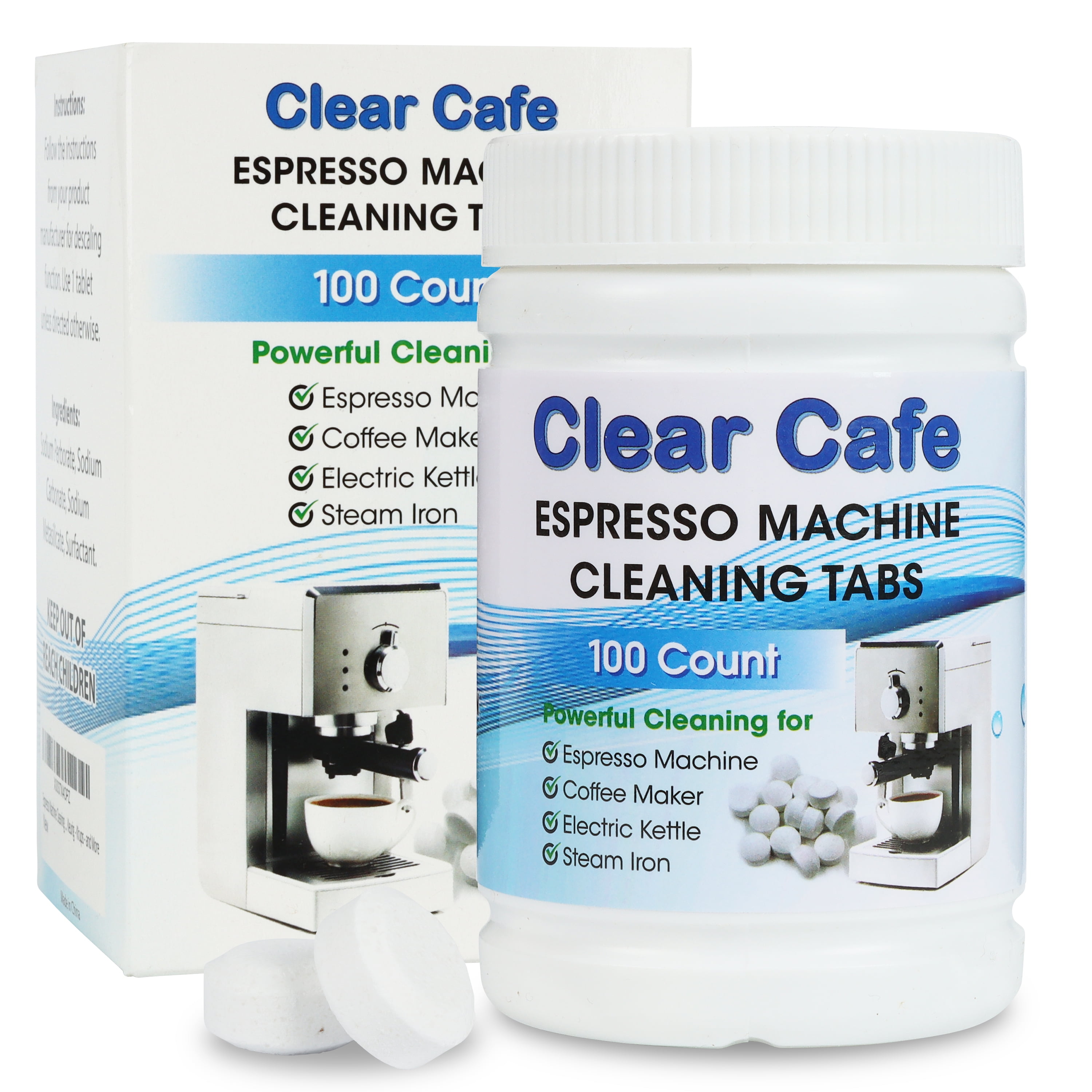 Clear Cafe Espresso Machine Cleaning Tablets 100 Count Compatible with ...