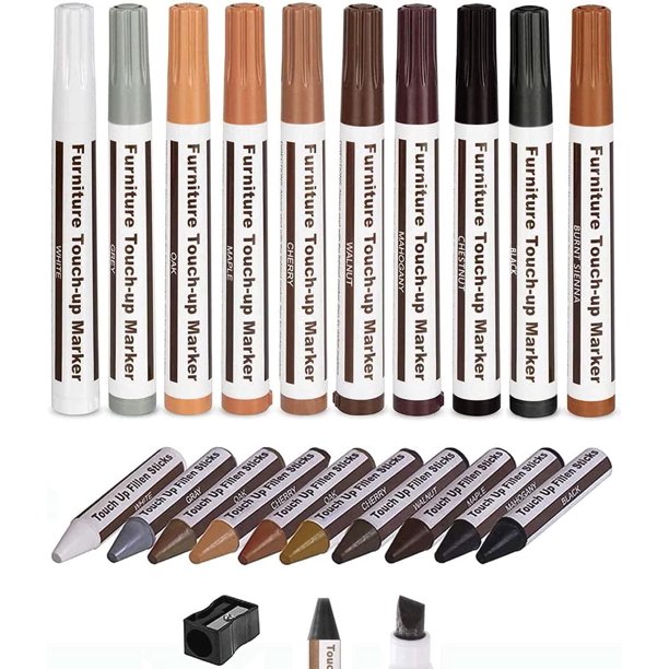 Furniture Repair Kit Wood Markers - Set of 12 - Markers and Wax Sticks ...