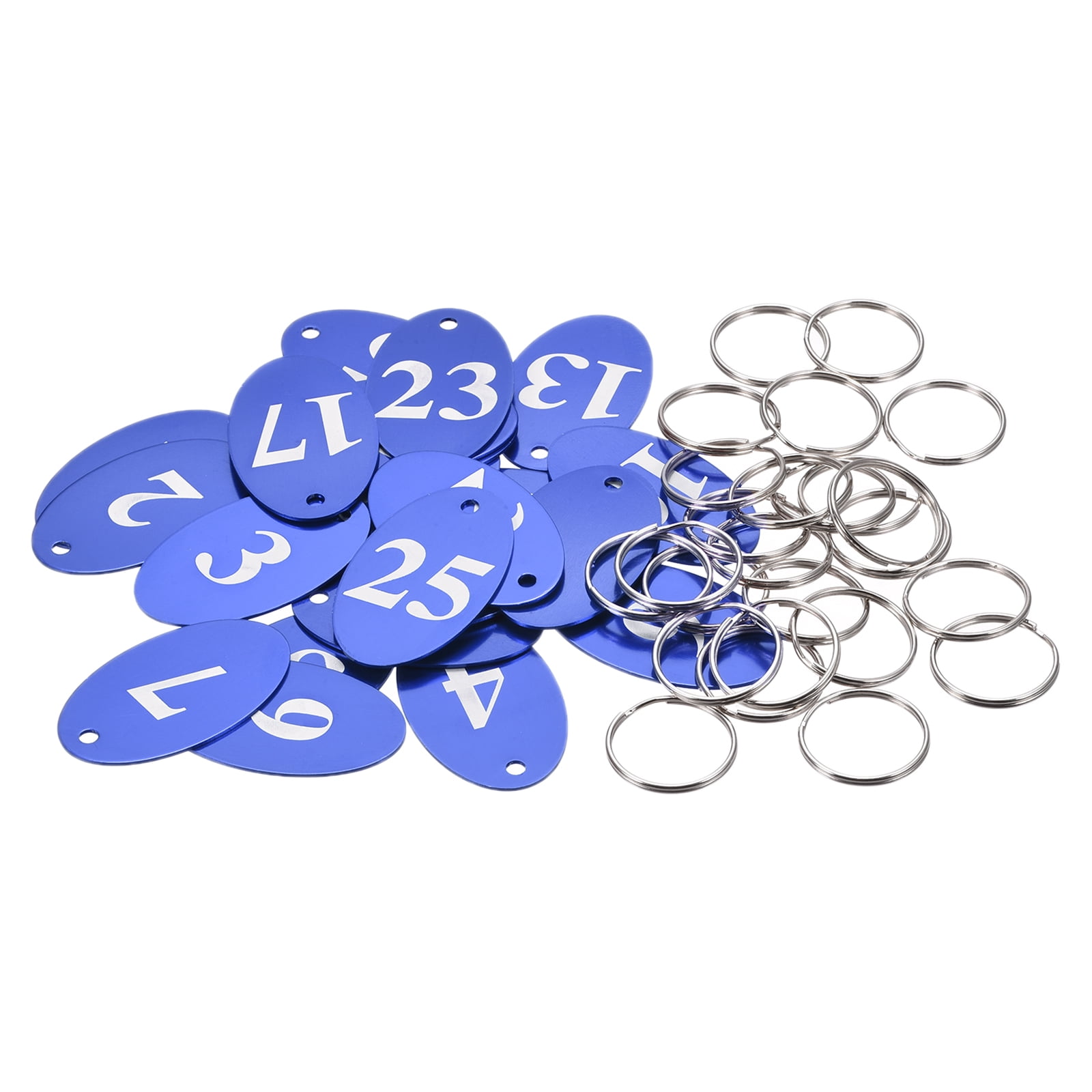 Uxcell Oval Number Tags Key Tag with Ring, 1-25 Numbered Blue ID Tag ...