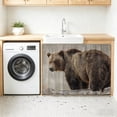 Bear Cabinet Curtains 28" W x 35" L Farmhouse Rustic Animals Wooden ...
