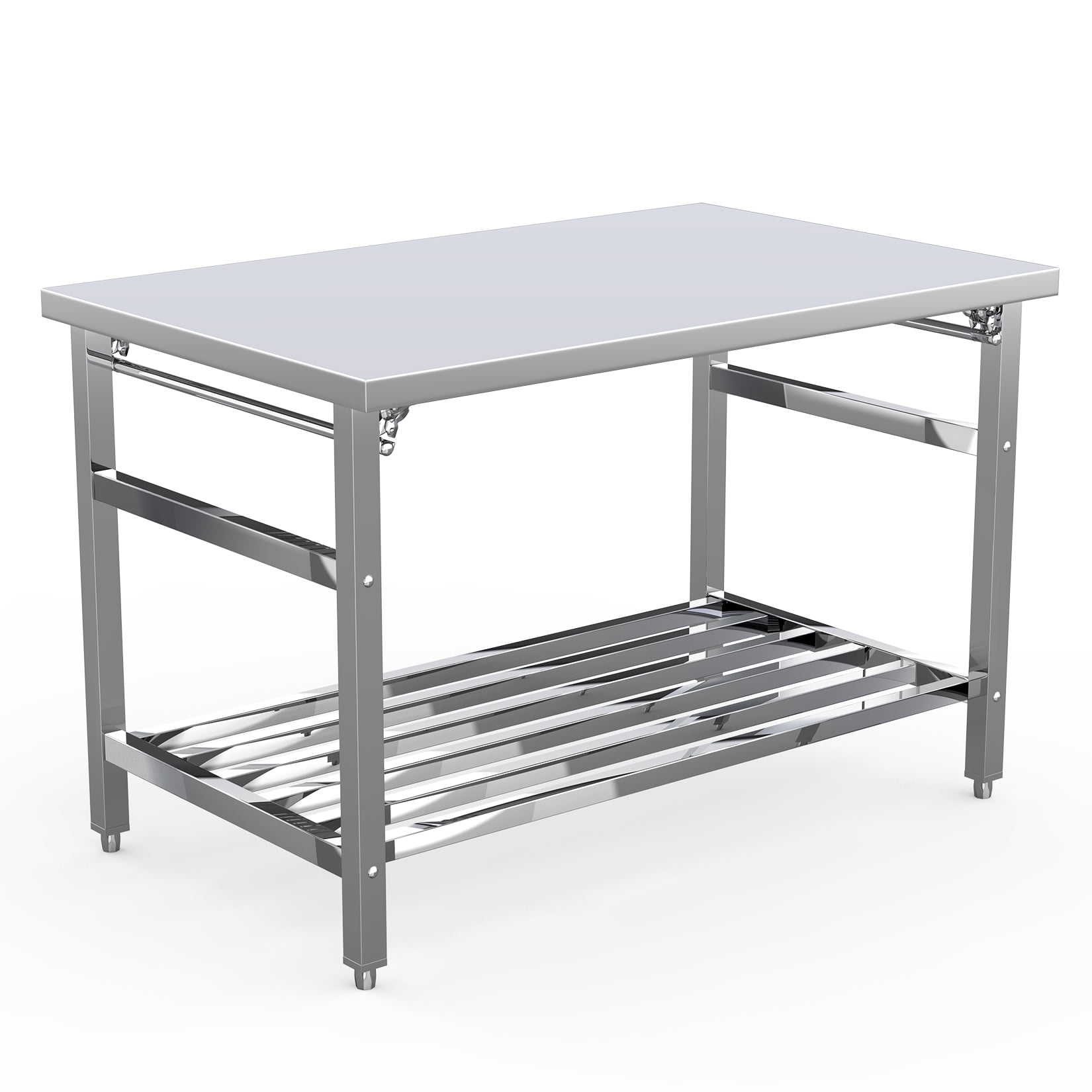 Yiwa 30x48inch Folding Table with Adjustable Undershelf, Stainless ...
