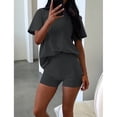 Casual Short Sleeve Oversized Tshirts & Bikers Shorts Womens 2Pieces ...